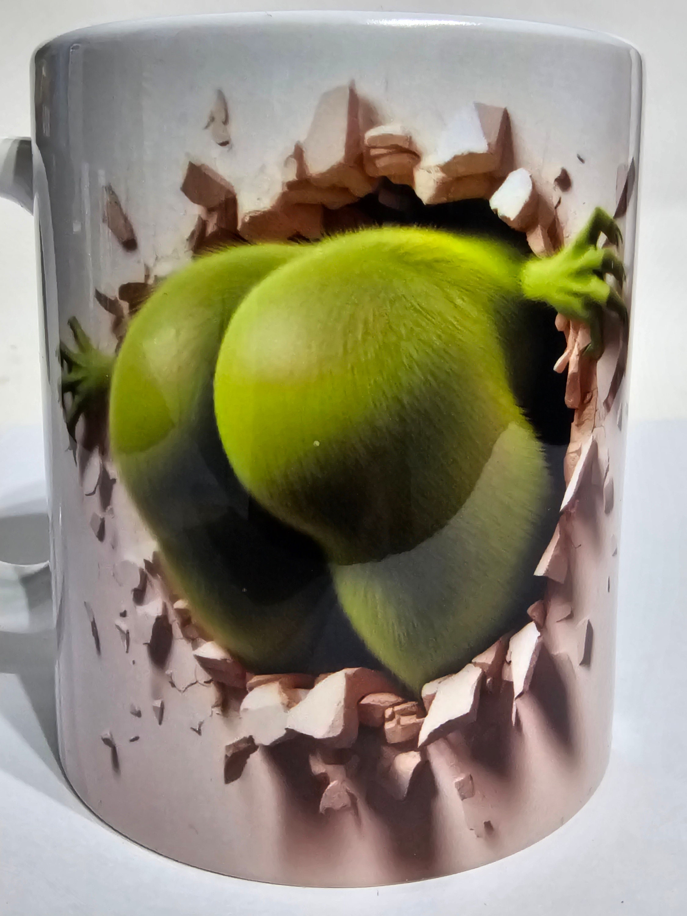 Grinch Breakout Through Wall and Butt Novelty Santa Christmas Mug 11 Oz ...