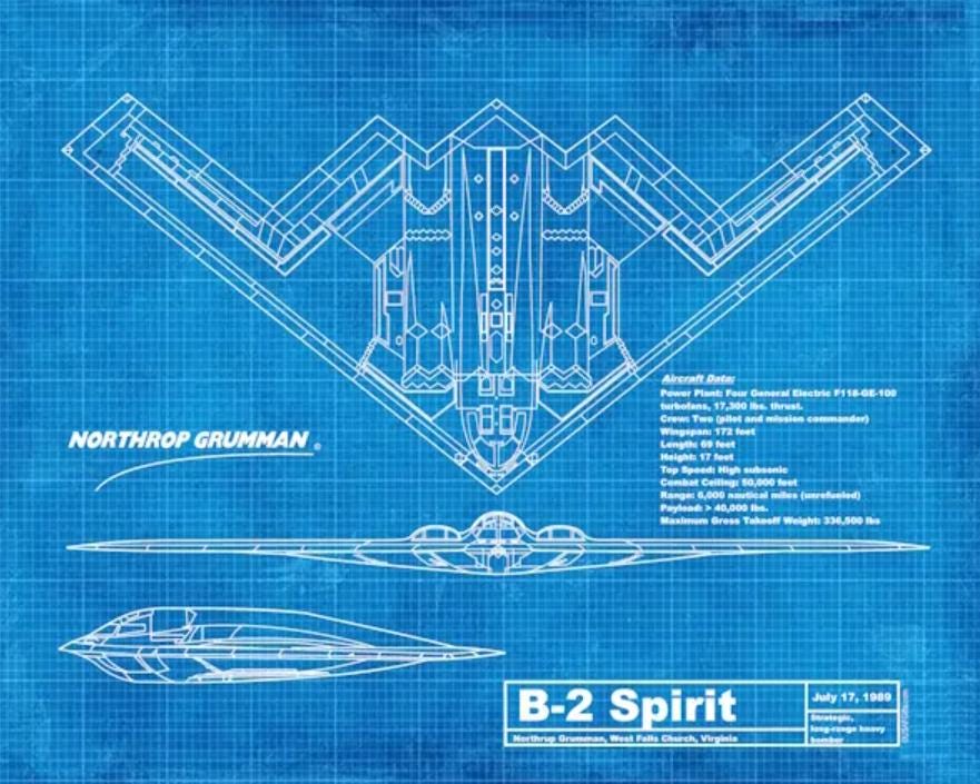B-2 Spirit Stealth Bomber Blueprint Art (digital Download) - Etsy