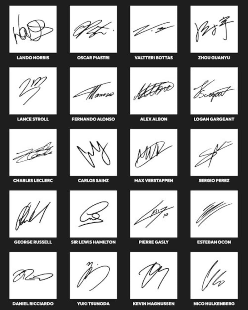 Formula 2024 Grid Autographs Formula Legends Signatures Poster Formula ...