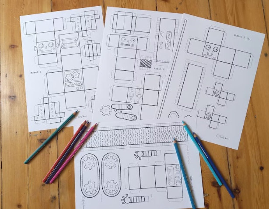 Robot Craft Printable Paper Models, Digital Download, Jpegs and SVG ...