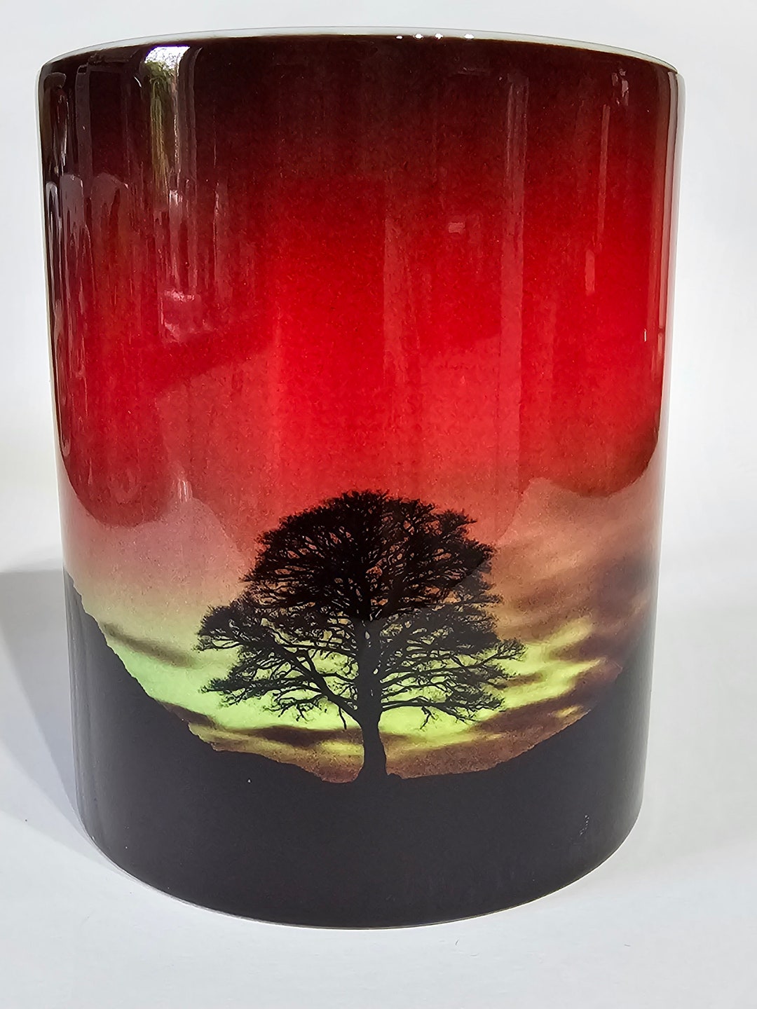 Sycamore Gap Robin Hoods Tree Northern Lights Mug 11 Oz Mug Full Wrap ...