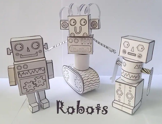 Robot Craft Printable Paper Models, Digital Download, Jpegs and SVG ...