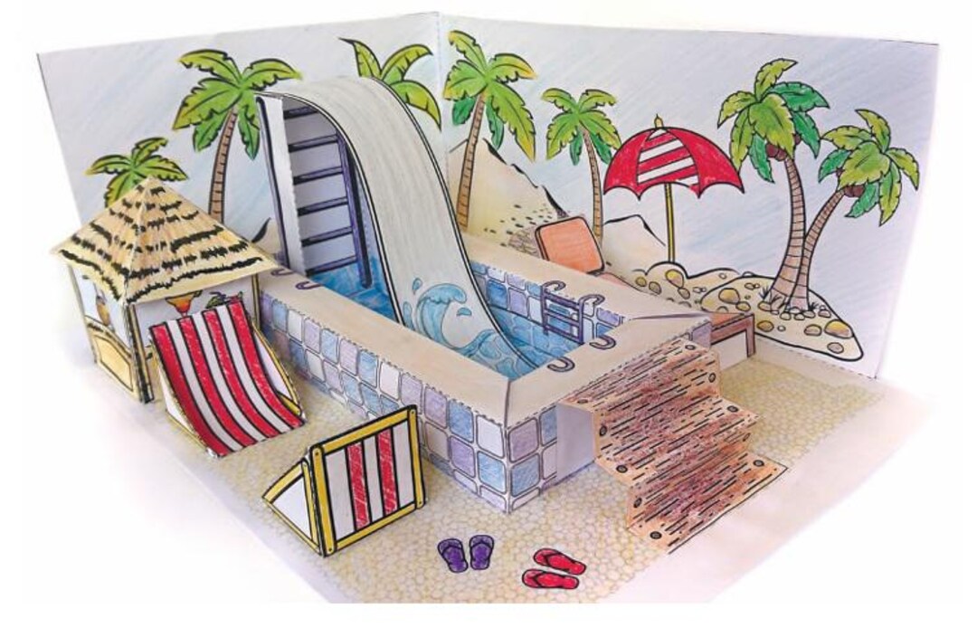 Printable Colouring Paper Swimming Pool REDUCED PRICE - Etsy