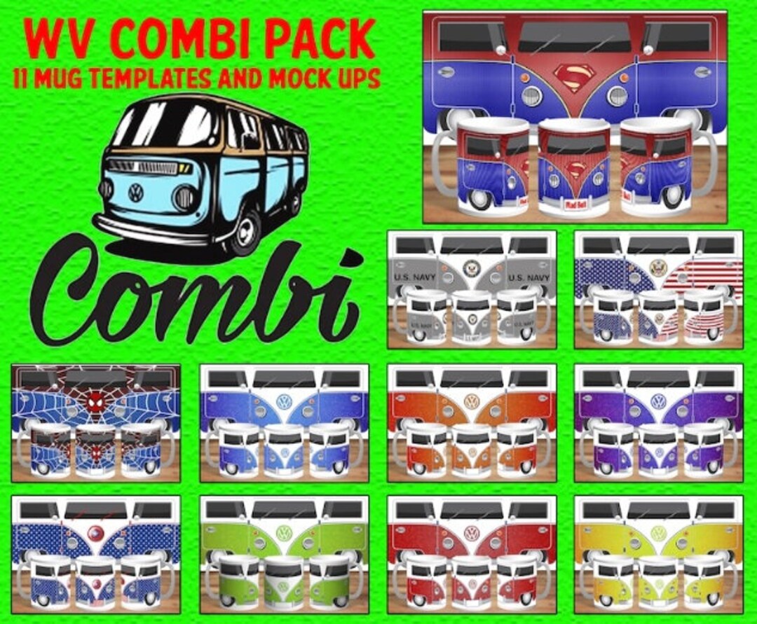 VW Volkswagon Combi 11 Mug Templates and Mock Ups for Combi Lovers Plus ...
