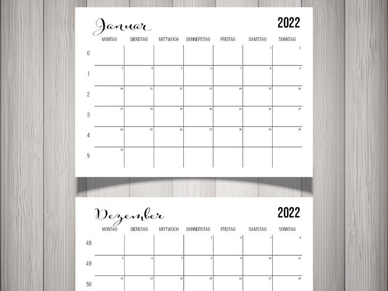 Kalender 2022 | Monatsplaner | Mit Kalenderwochen | Zum Ausdrucken ...