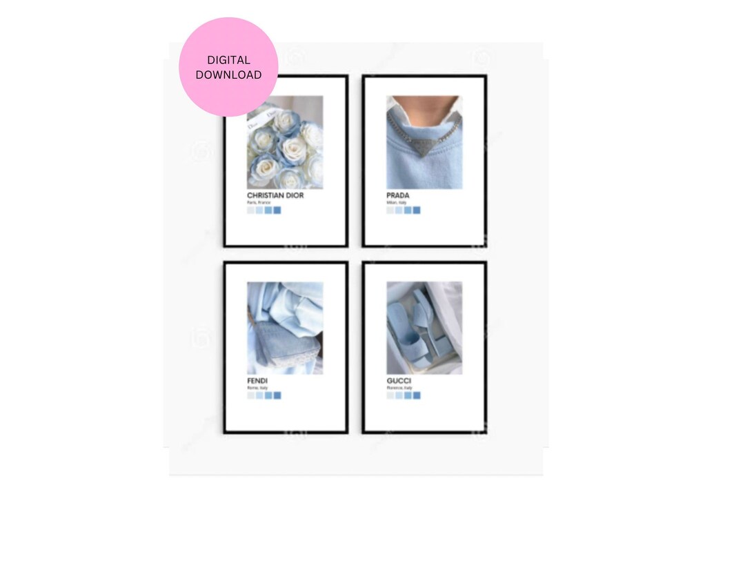 SET OF 4 baby Blue Pack 8x10 Luxury Aesthetic High Fashion Designer ...