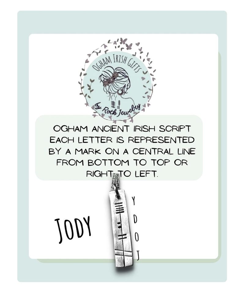 Personalized Ogham Necklace – Irish Name Bar, Celtic Gaelic Script ...