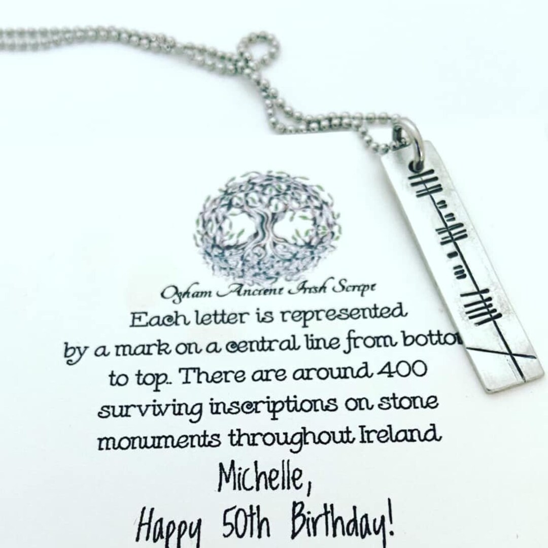 Personalized Ogham Jewelry – Hand-stamped Irish Name Necklace, Celtic ...