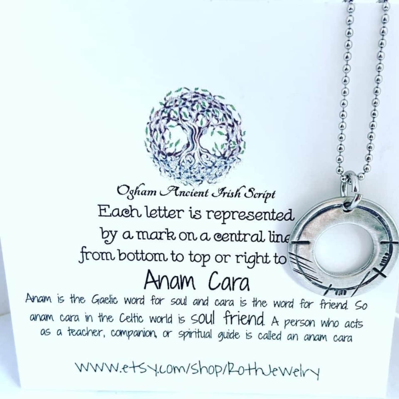 Anam Cara Soul Friend Ogham Pendant: Irish Celtic Jewelry - Etsy