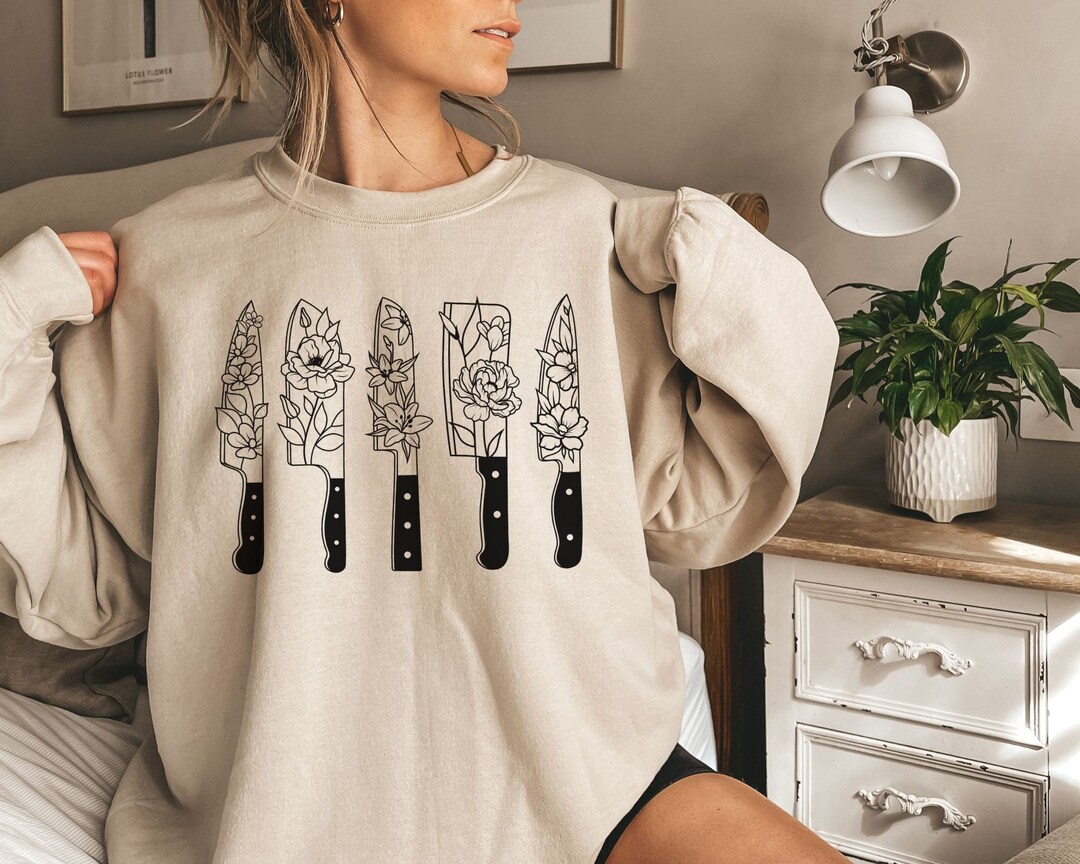 Floral Chef Knife Sweatshirt, Foodie Gift, Cooking Sweater, Gift for ...