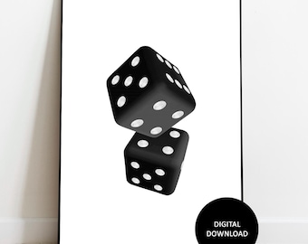 Dice Wall Art, Dice Print, Dice Poster Retro Dice Roll, Dice Quirky ...