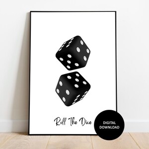 Dice Wall Art, Dice Print, Dice Poster Retro Dice Roll, Dice Quirky ...