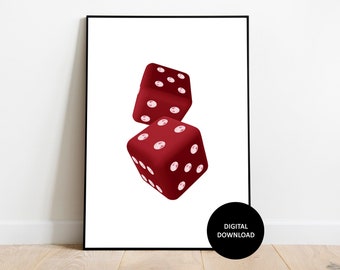 Dice Wall Art, Dice Print, Dice Poster Retro Dice Roll, Dice Quirky ...