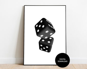 Dice Wall Art, Dice Print, Dice Poster Retro Dice Roll, Dice Quirky ...