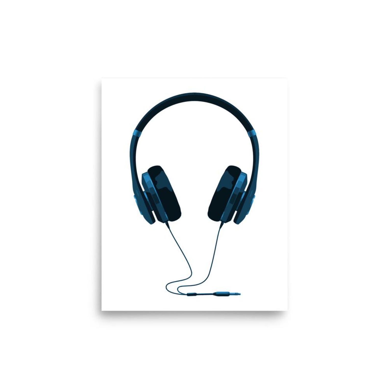Headphone Wall Art, Headphones Print, Headphones Poster, Games Room ...