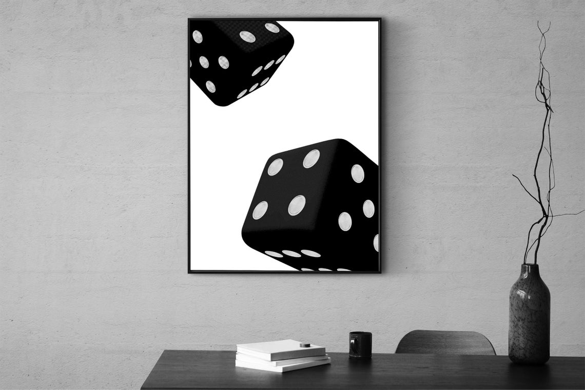 Dice Wall Art, Dice Print, Dice Poster Retro Dice Roll, Dice Quirky ...
