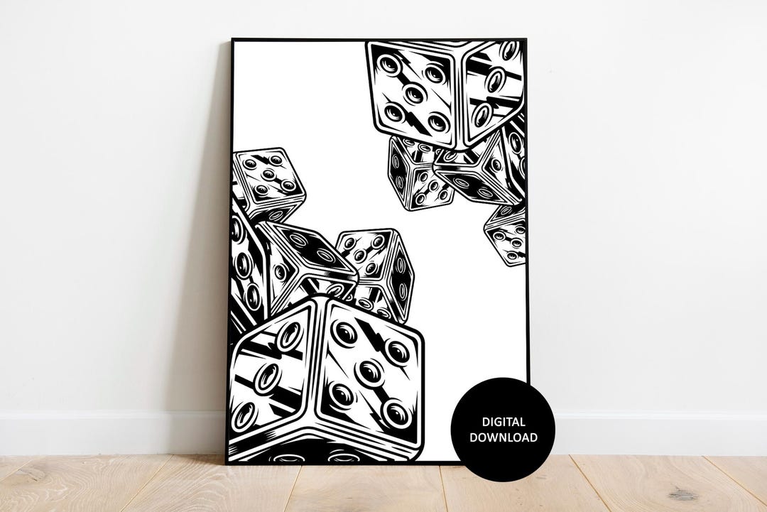 Dice Wall Art, Dice Print, Dice Poster Retro Dice Roll, Dice Quirky ...