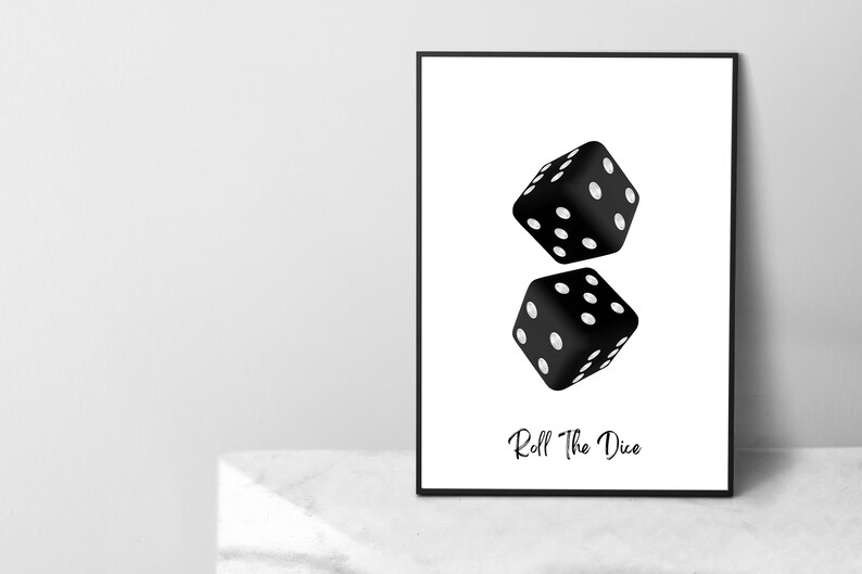 Dice Wall Art, Dice Print, Dice Poster Retro Dice Roll, Dice Quirky ...