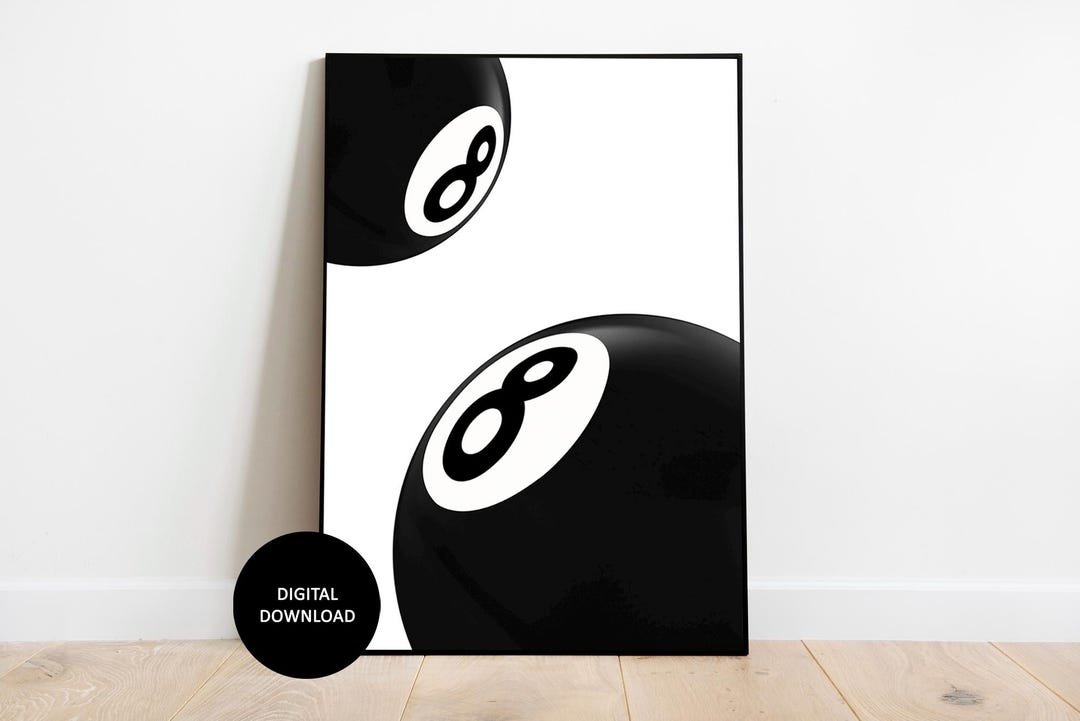 Retro 8 Ball Print: Minimalist Games Room Wall Art (digital Download ...