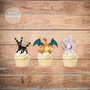 Pokemon Cupcake Toppers, Pikachu Birthday Party Cupcake Toppers ...