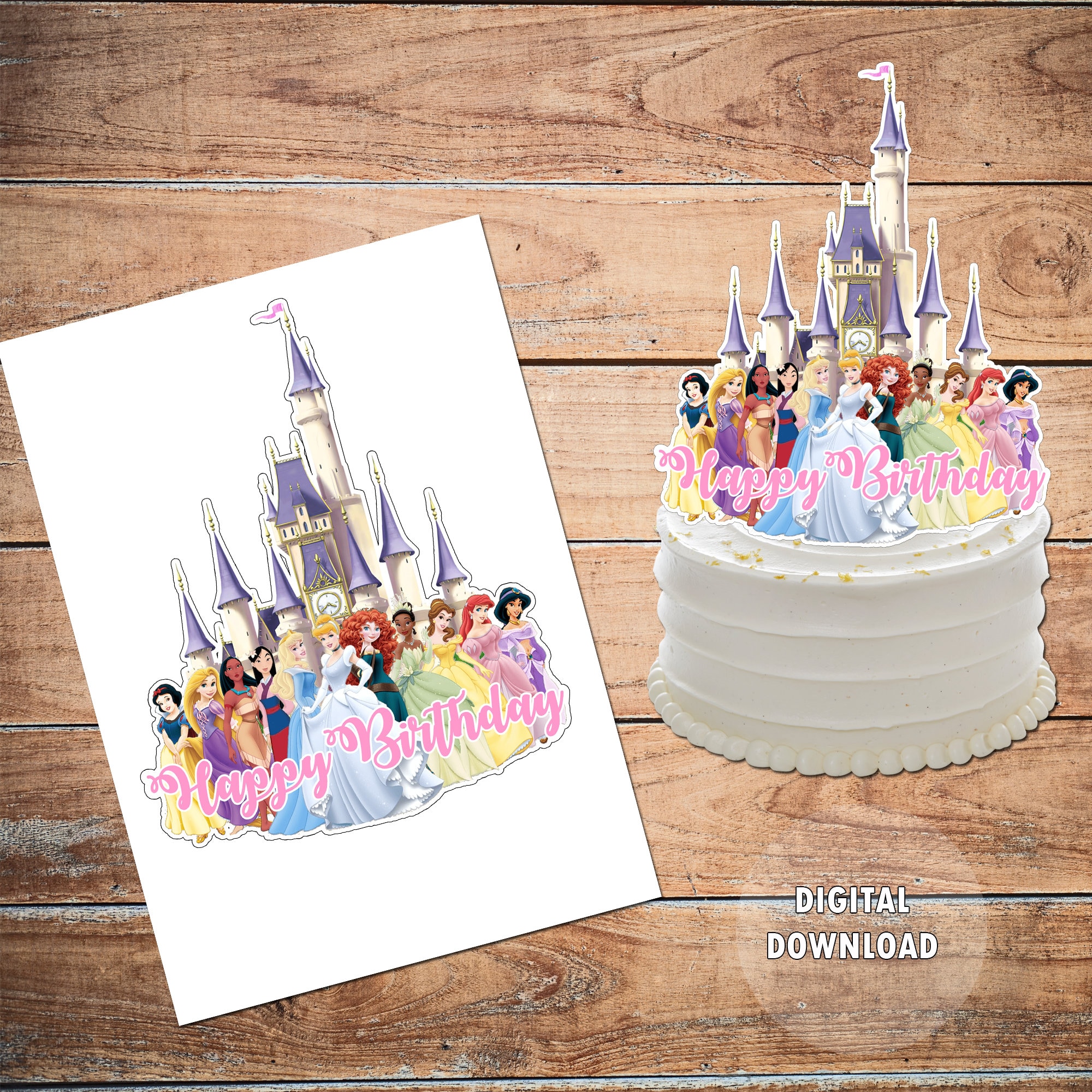 Princesses Cake Topper, Printable Princesses Topper, Digital Download ...