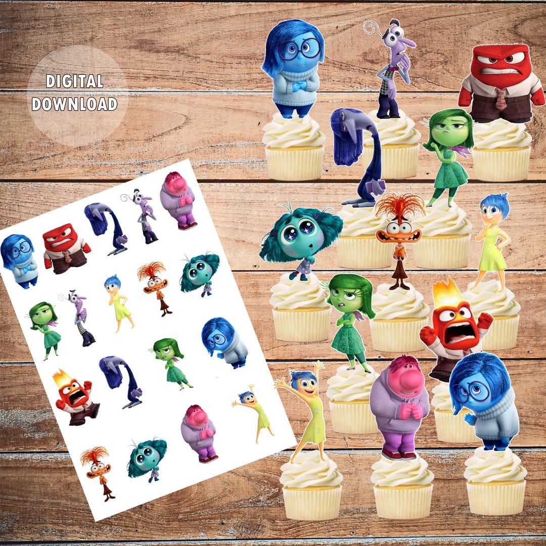 Inside Out 2 Cake Toppers, Kids Favor Party Disney Cake Cupcake ...