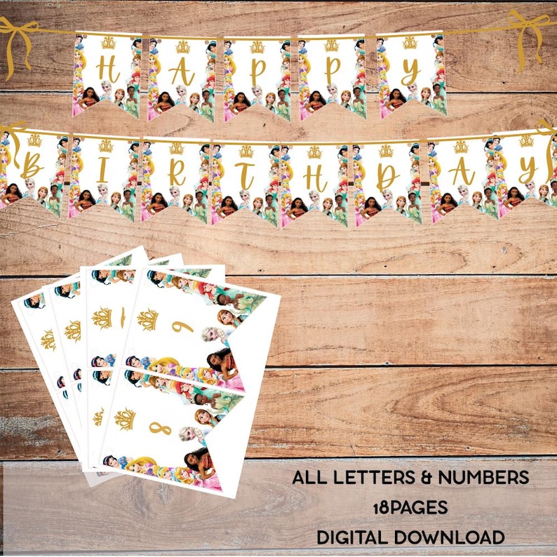 Princess Banners, Princess Happy Birthday Decoration, Princess Bunting ...