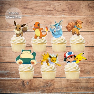 Pokemon Cupcake Toppers, Pikachu Birthday Party Cupcake Toppers ...
