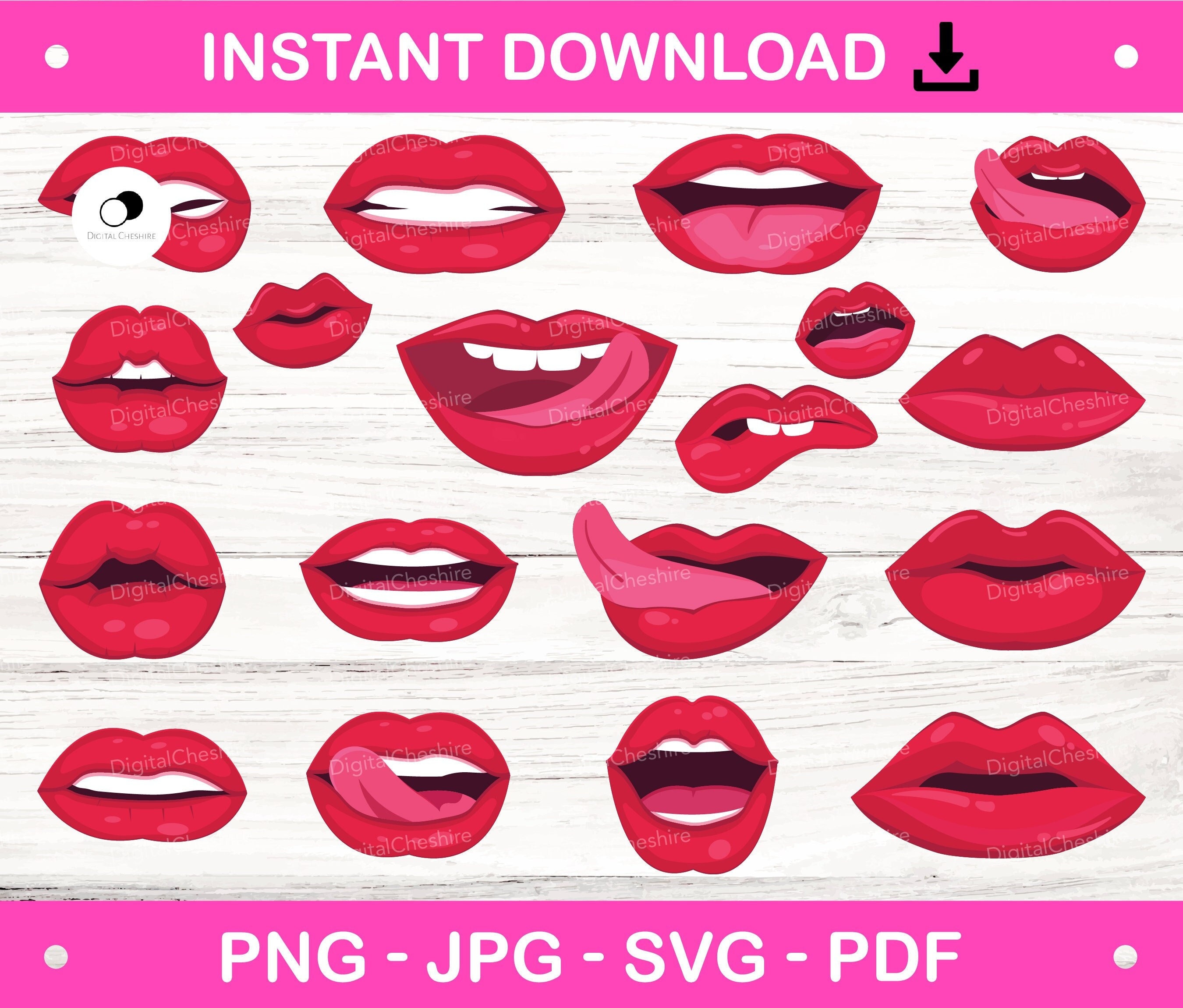 Lips SVG Bundle, Love Print Svg, Kissy Lips SVG, Mouth Svg File for ...