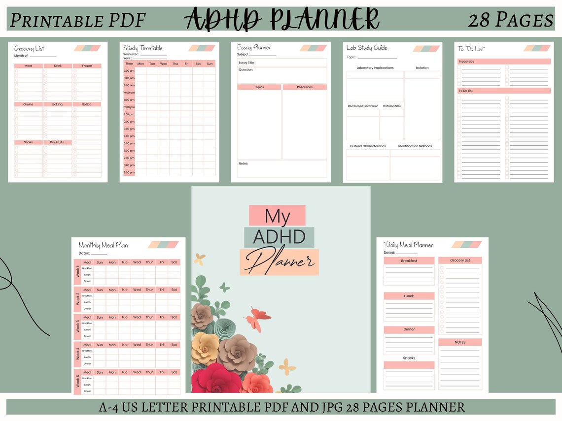 Planificador de TDAH Planificador de estudios Planificador - Etsy México