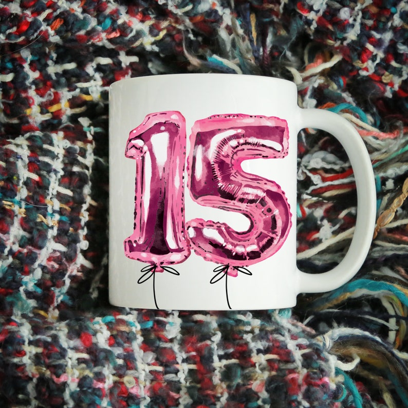 15th Birthday Cup, 15th Birthday Mug, 15th Birthday Gift Idea, Co ...