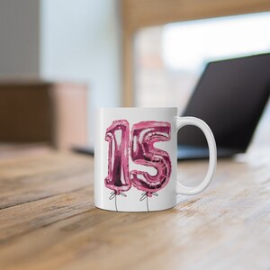 15th Birthday Cup, 15th Birthday Mug, 15th Birthday Gift Idea, Co ...