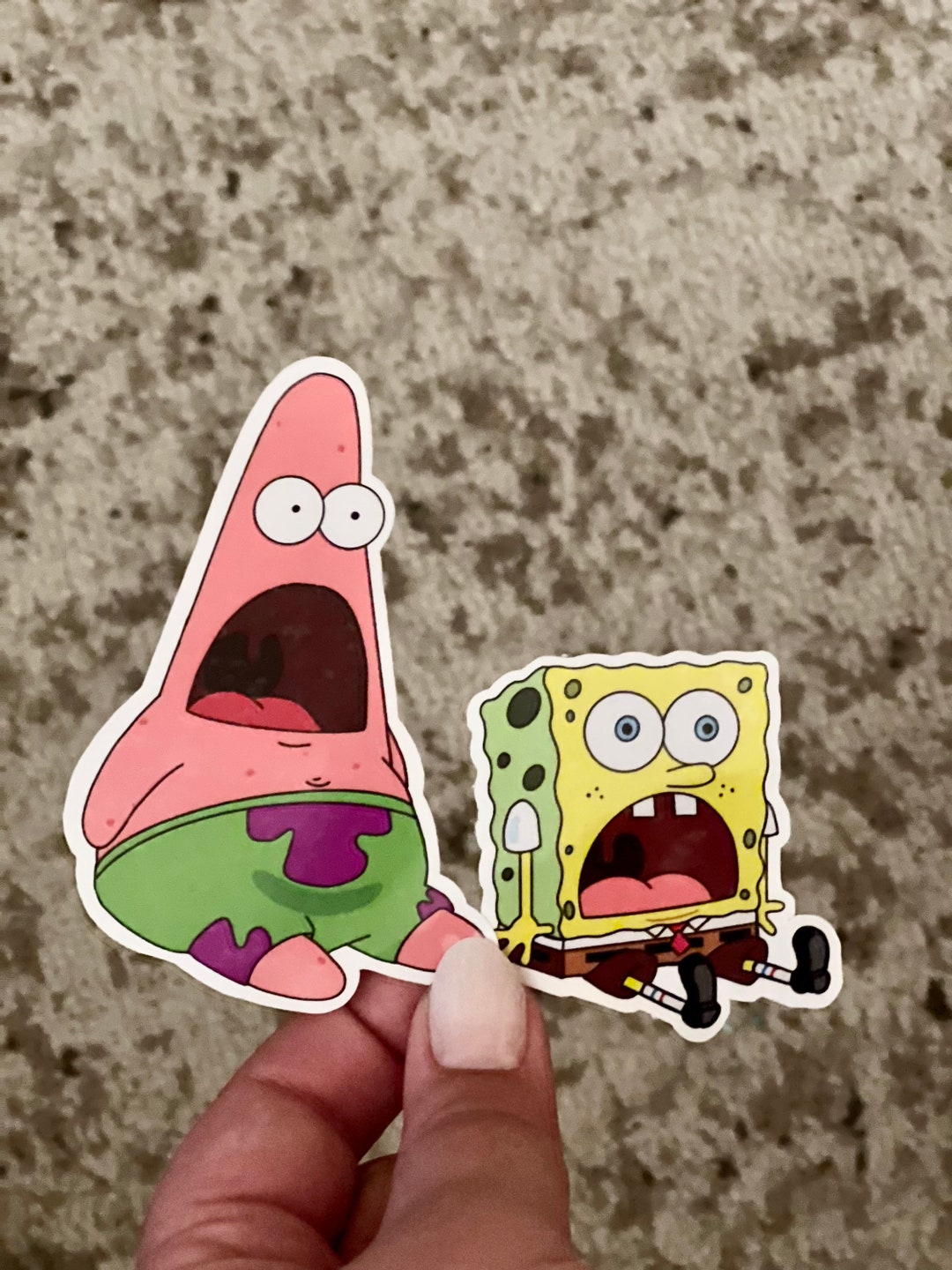 Shocked Spongebob/ Patrick Sticker Set - Etsy