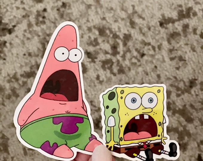 Shocked Spongebob/ Patrick Sticker Set - Etsy