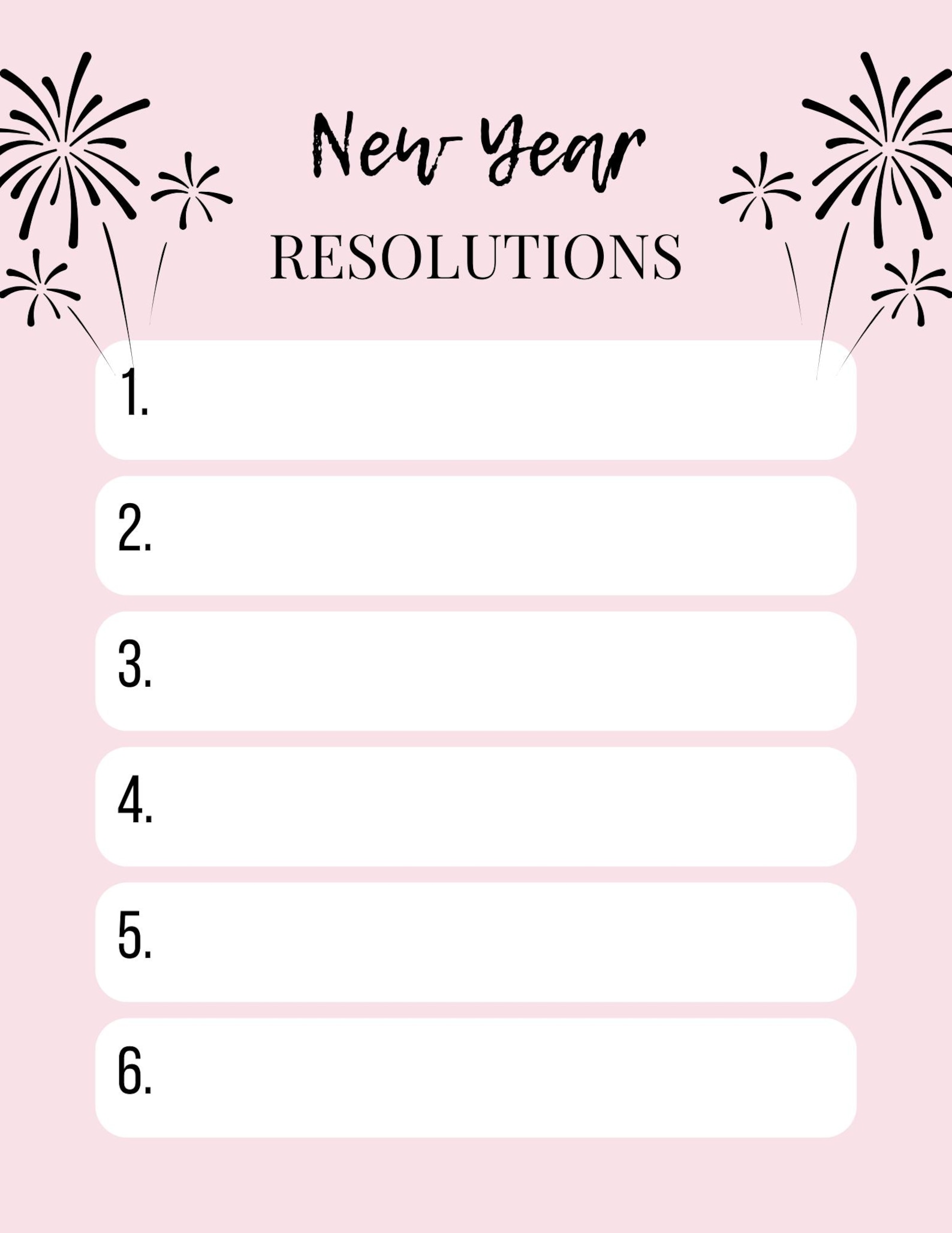 New Years Resolution Template - Etsy