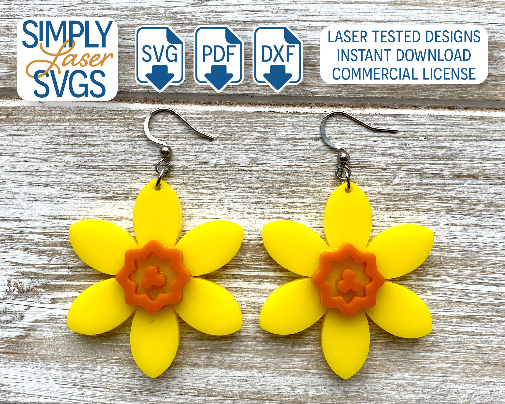 Layered Daffodil Earring SVG Spring Earring SVG Botanical - Etsy