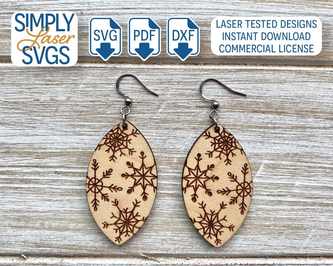 Boho Snowflake Earring SVG, Engraved Christmas Earring Laser File ...