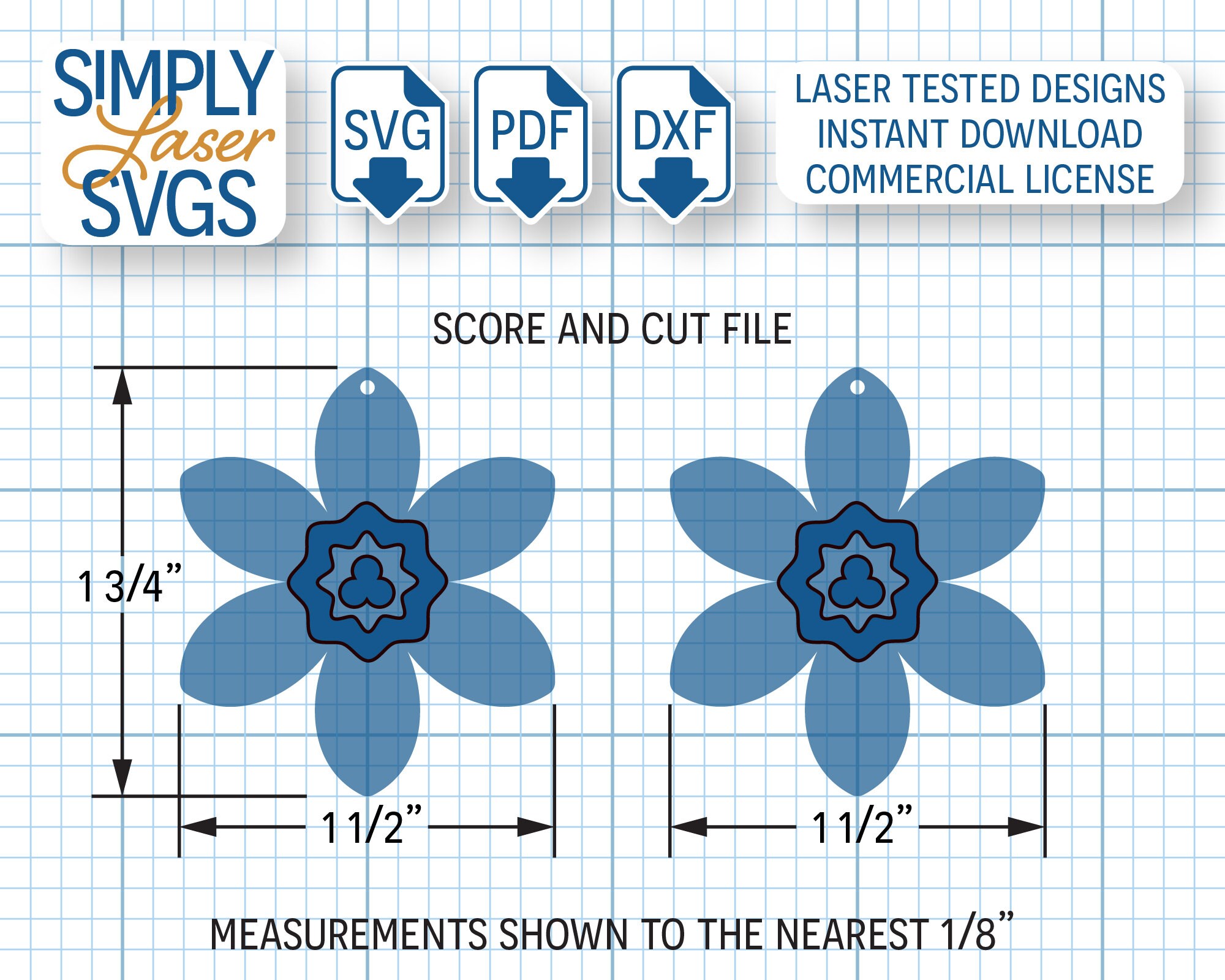 Layered Daffodil Earring SVG, Floral Laser Cut File (pdf, Svg, Dxf) - Etsy