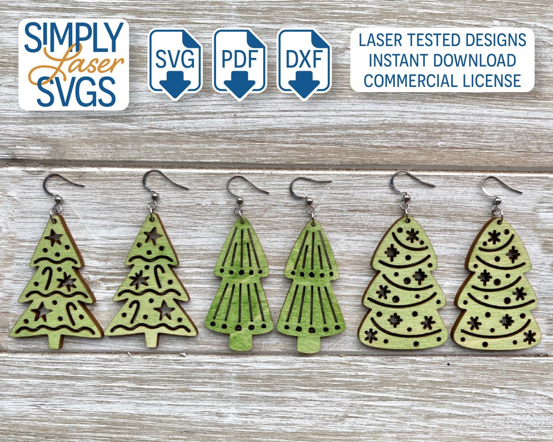 Boho Christmas Tree Earring SVG, Holiday Earring Laser File, Winter ...