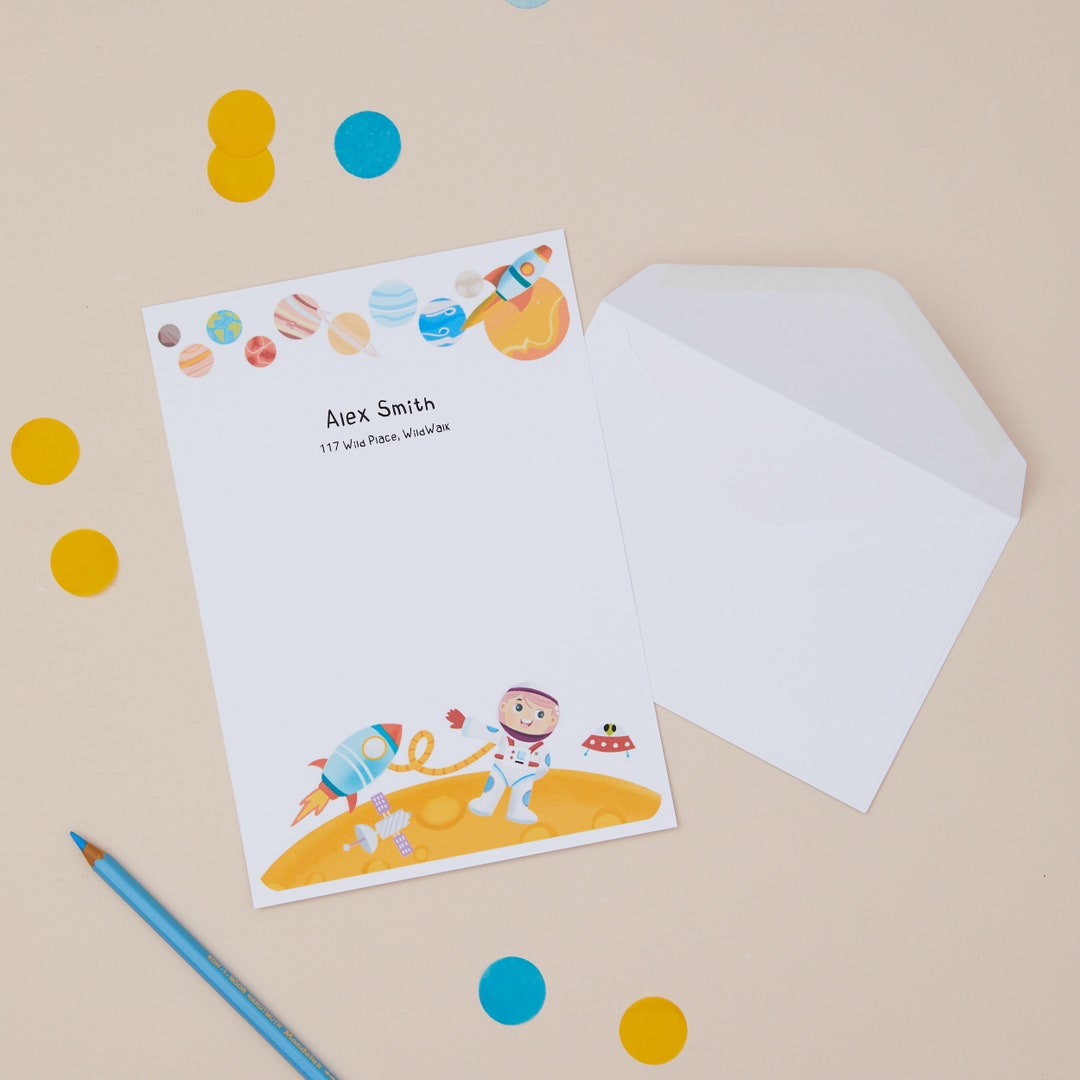 Personalised Kids Space Stationery Set: Astronaut Writing Paper - Etsy