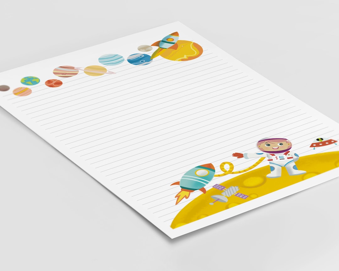 Outer Space Writing Paper Astronaut Print Lined Paper Personalised Letter Writing Paper Good