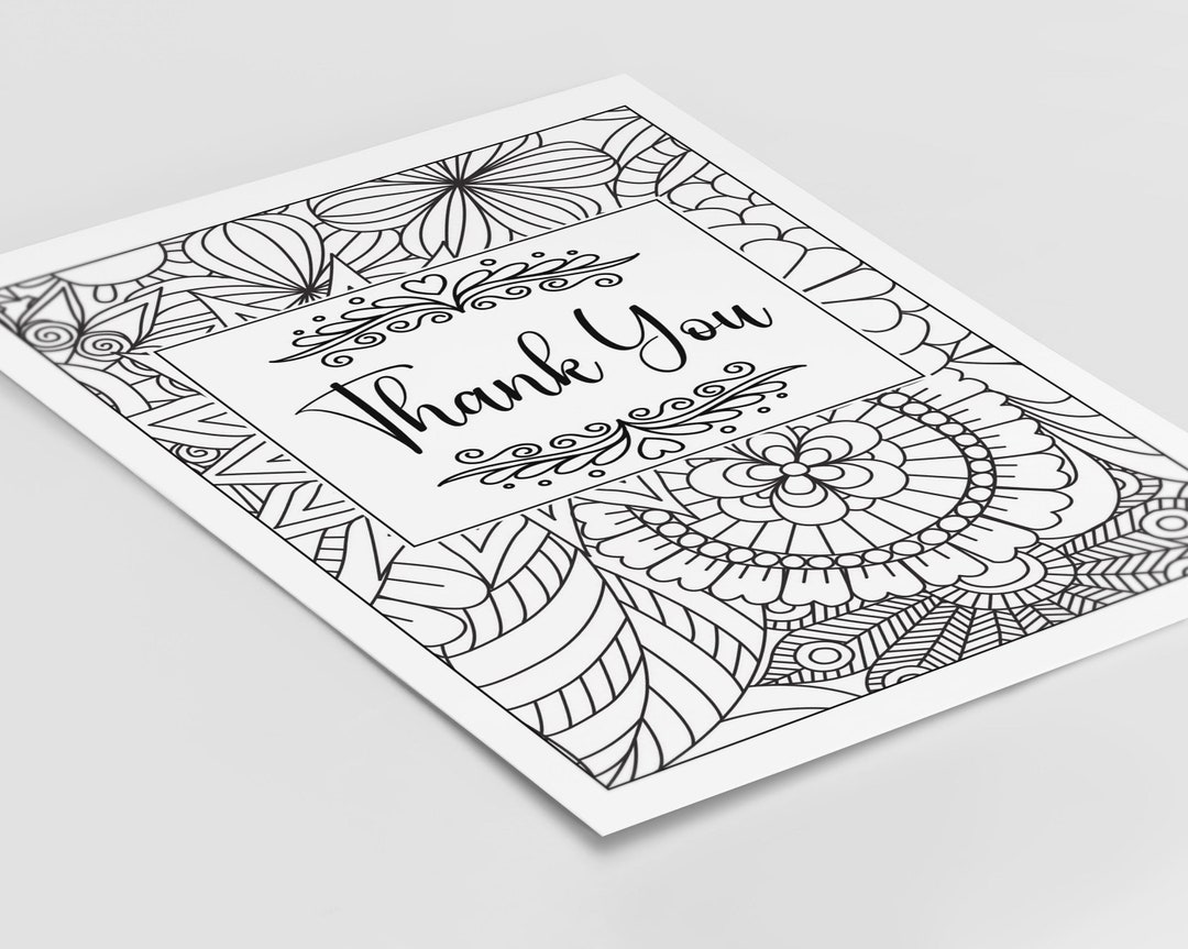 10 Colouring in Thank You Cards, 10 Pack Set of Thank You Colouring in ...