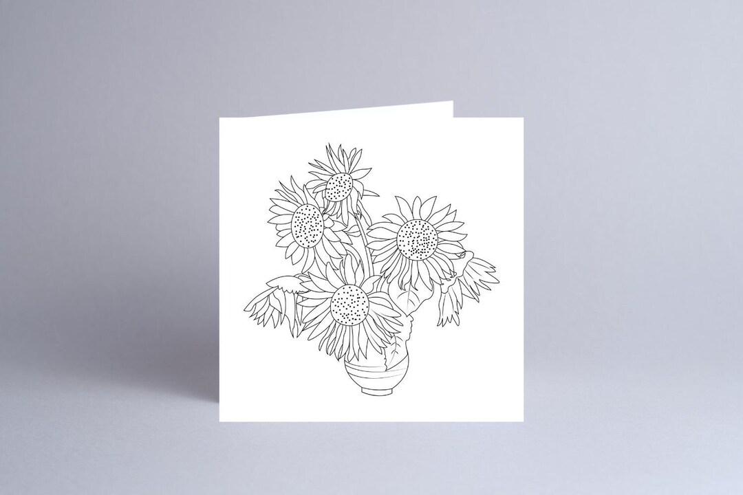 Colouring in Card, Blank Colouring in Card for Children, Floral ...