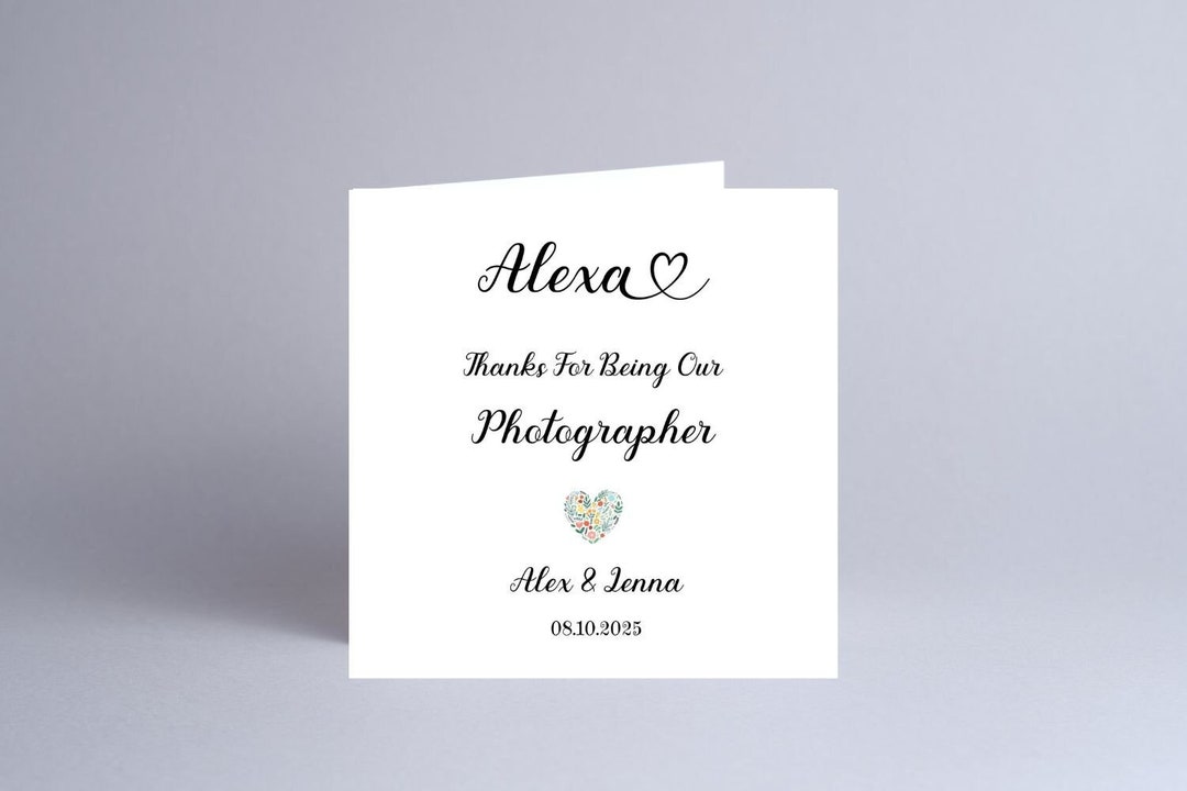 Thanks for Being Our Photographer, Personalised Photographer Thank You ...
