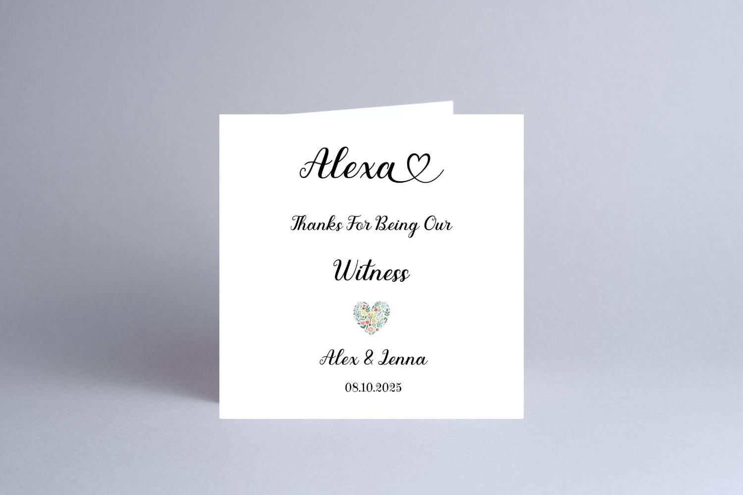 Thanks for Being Our Witness Card, Wedding Witness Thank You Card ...
