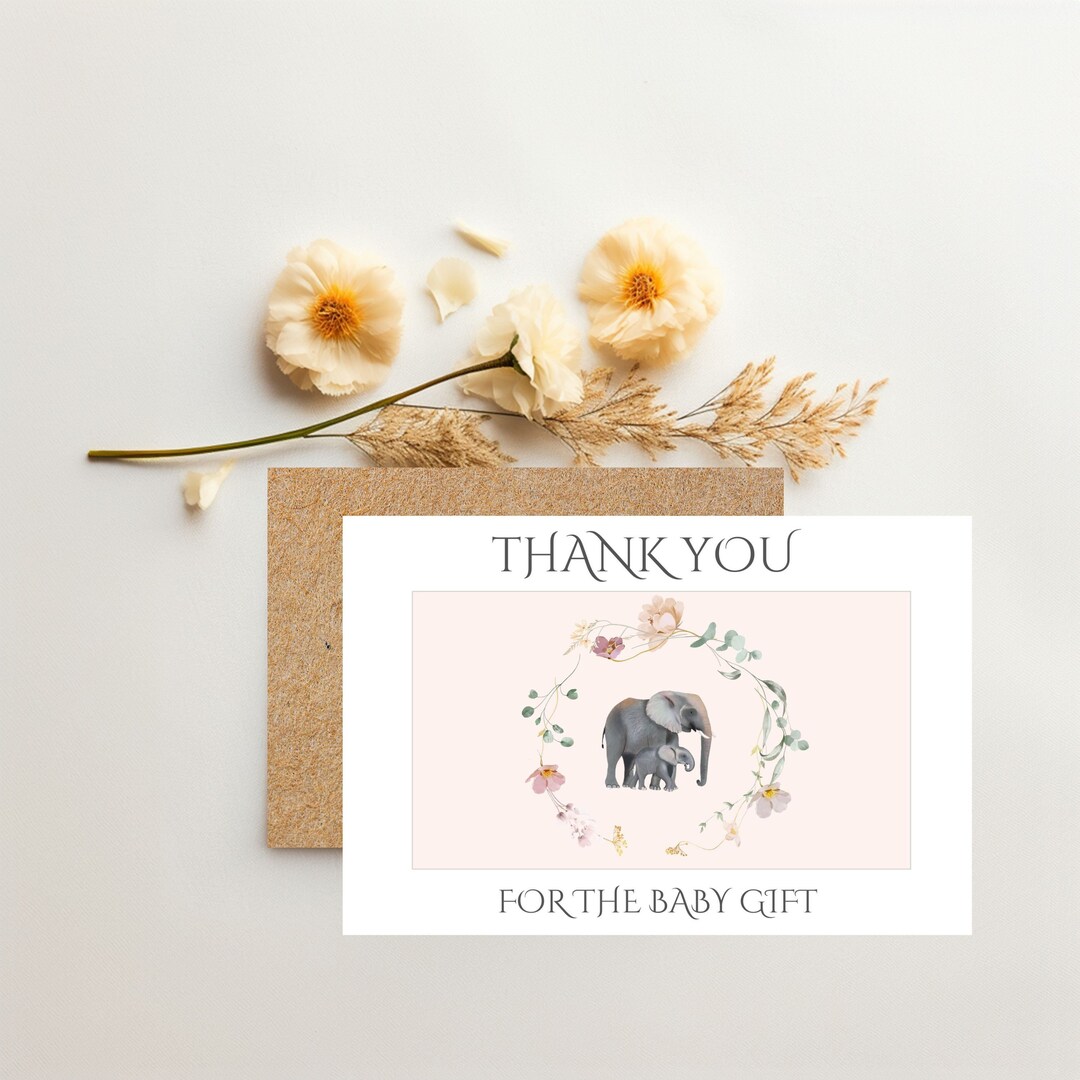 10 Baby Gift Thank You Cards, Baby Shower Gratitude Card, Personalised ...