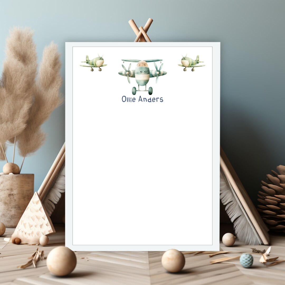 Children's Writing Paper Set, Airplane Stationery, Personalised Writing ...