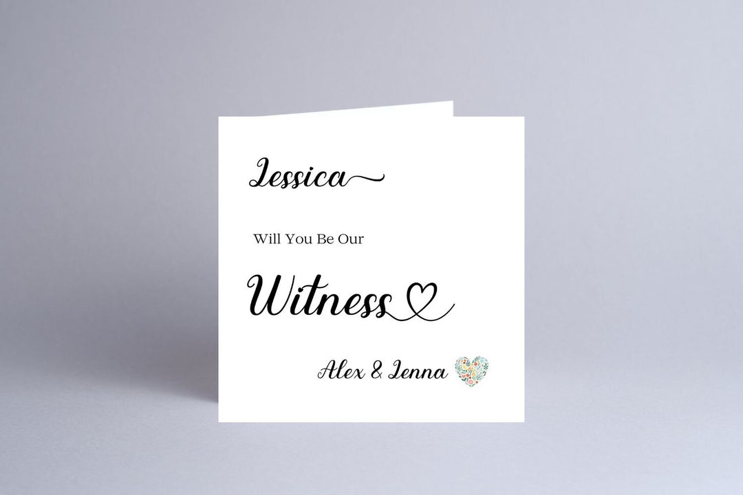 Be Our Wedding Witness Card, Wedding Witness Proposal Card, Will You Be ...