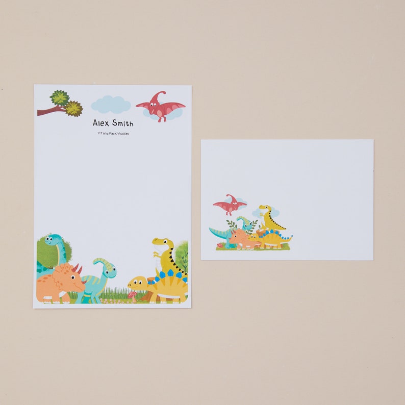 Personalised Dinosaur Writing Paper Set: Kids Stationery, A5, 120gsm - Etsy