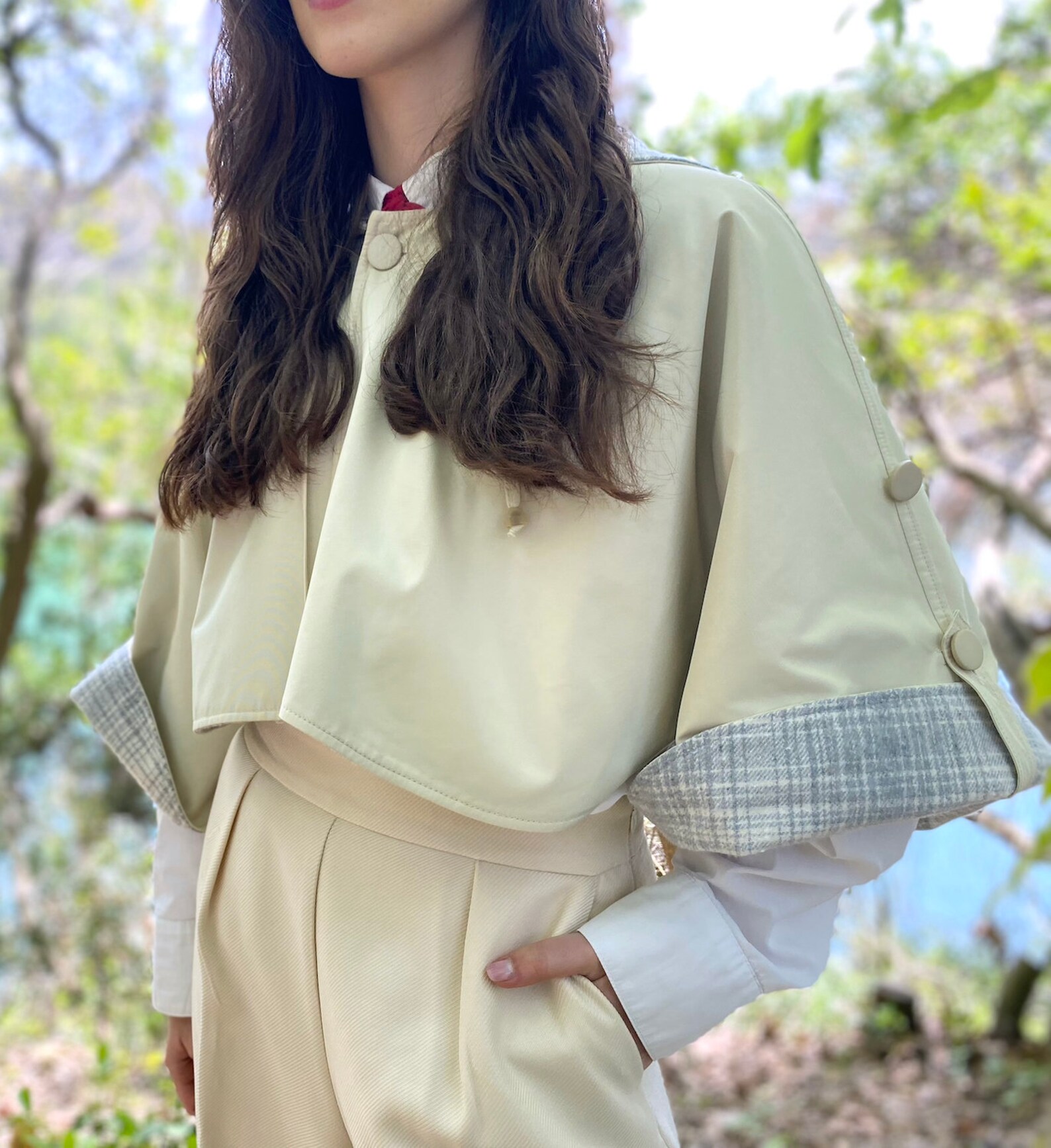 Crop Rain Cape Coat, One Size, Handcrafted, Unisex, Red Poncho Jacket ...